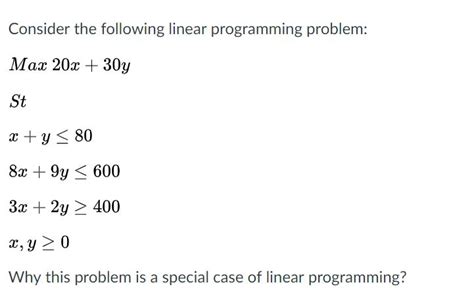 Solved Consider The Following Linear Programming Problem