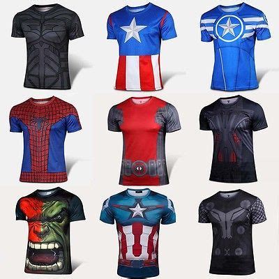 New Men Marvel Superhero Avengers Costume Top Tee T Shirts Jersey