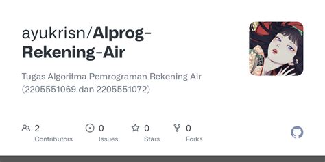 Github Ayukrisn Alprog Rekening Air Tugas Algoritma Pemrograman Rekening Air 2205551069 Dan