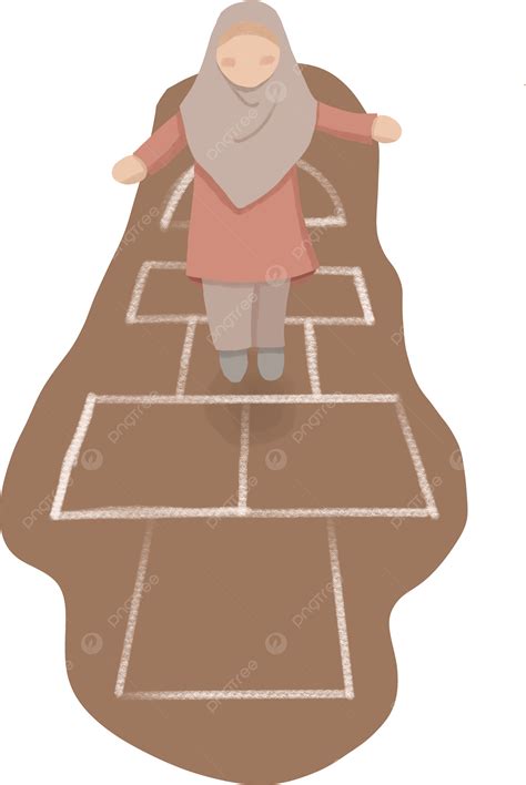 돌 차기 놀이 점프 Engklek 놀이터 게임을 재생하는 히잡 소녀 히잡 소녀 홉스카치 운동장 Png 일러스트 및 Psd 이미지 무료 다운로드 Pngtree