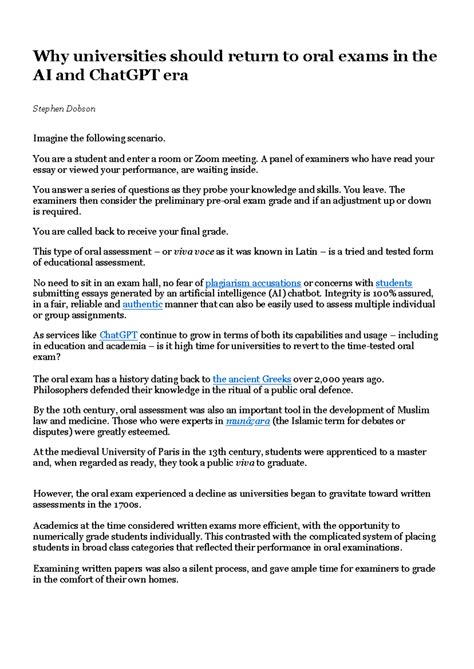 Why Universities Should Return To Oral Exams In The Ai And Chat Gpt Era