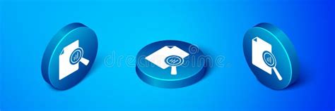 Isometric Document With Graph Chart Icon Isolated On Blue Background Report Text File Icon