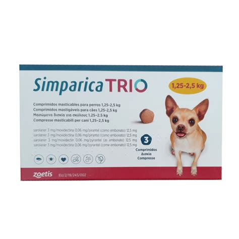 Simparica Trio / Симпарика трио за кучета от 1,25 до 2,5 кг, 1 таблетка ...