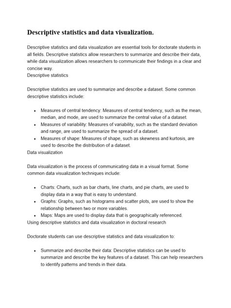 Descriptive Statistics And Data Visualization Pdf Descriptive Statistics Statistics
