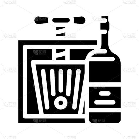酿酒葡萄酒酒精饮料生产字形图标矢量插图