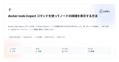 Docker Node Inspect コマンドを使ってノードの詳細を表示する方法 Labex