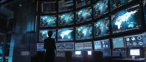 A Person Analyzing Global Data And Maps On Multiple Screens Within A