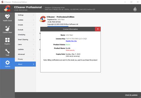 How Can I View The License In Use In Ccleaner