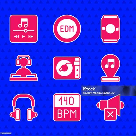 비닐 디스크 비트 레이트 스피커 음소거 음악 노트 톤 헤드폰 Dj 재생 음악 맥주 캔과 아이콘비닐 플레이어를 설정합니다 벡터 Dj에 대한 스톡 벡터 아트 및 기타 이미지