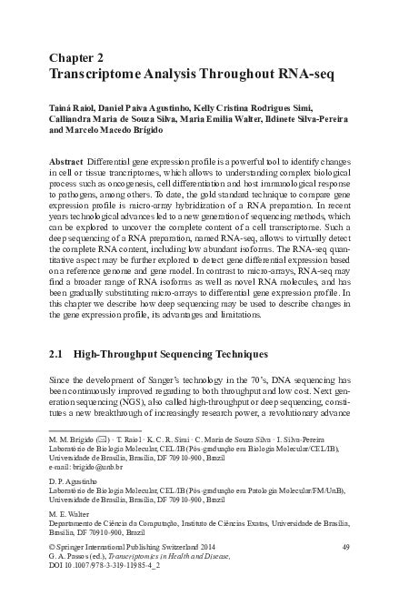 Pdf Transcriptome Analysis Throughout Rna Seq