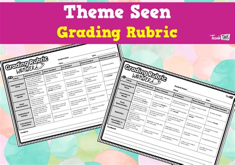 Theme Seen Grading Rubric Teacher Resources And Classroom Games