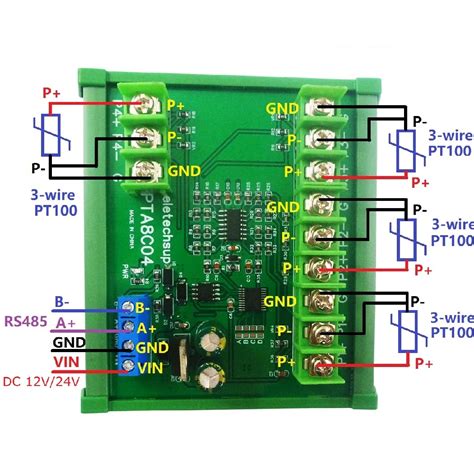 Thermal Resistance Collector Temperature Sensor Module Pt100 Modbus Rtu 4ch Dc 12v
