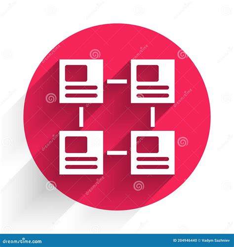 White Business Hierarchy Organogram Chart Infographics Icon Isolated With Long Shadow Background