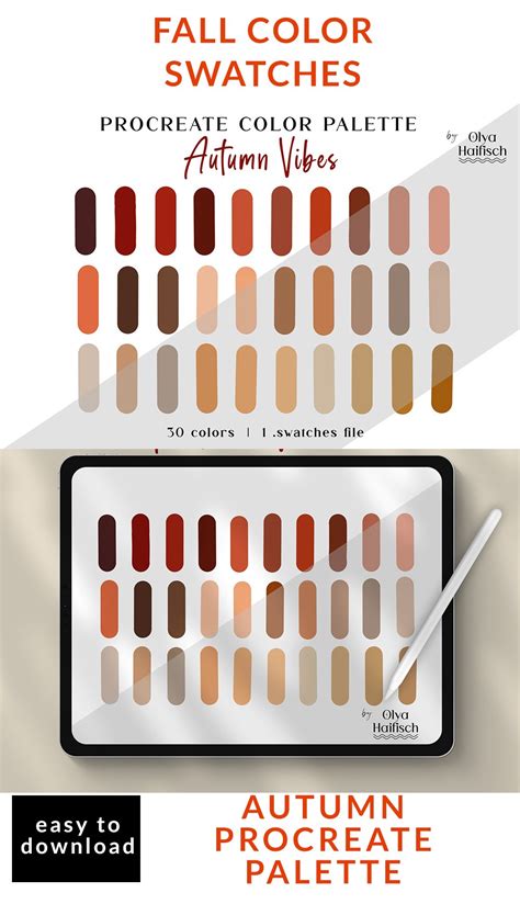 Autumn Procreate Color Palette Fall Color Swatches