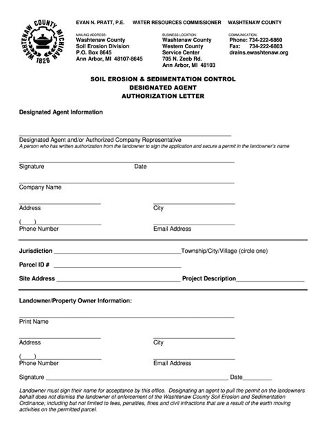 Fillable Online Ewashtenaw Designated Agent Letter Washtenaw County