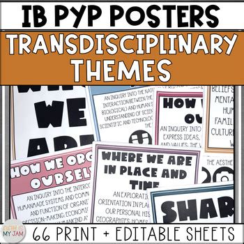 IB PYP Transdisciplinary Themes Posters Boho Theme By Fifth Is My JAM