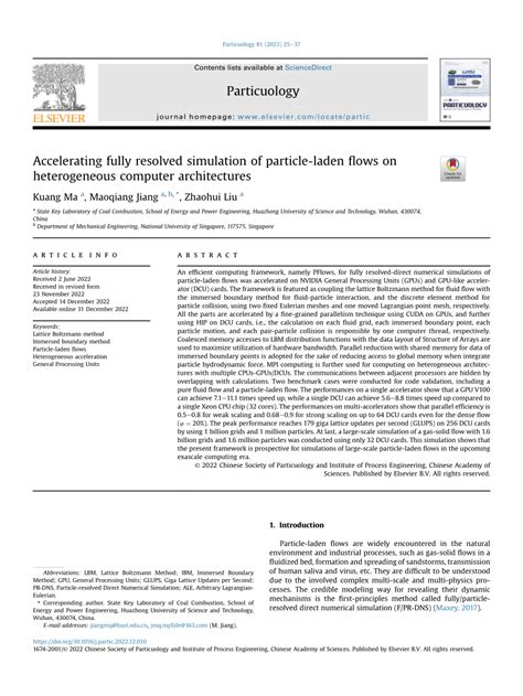 pdf accelerating fully resolved simulation of particle laden flows on