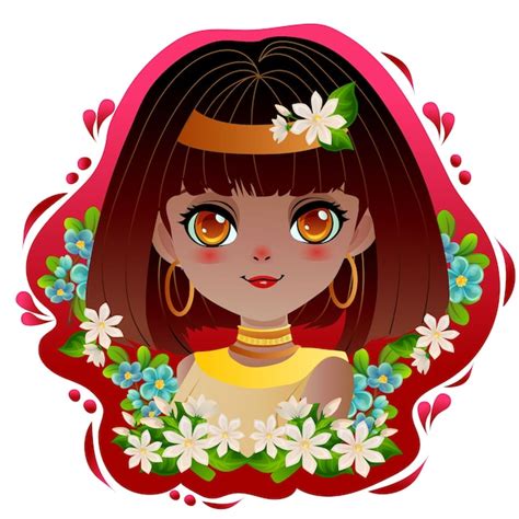 Premium Vector Cute Jasmine Girl Cartoon Character
