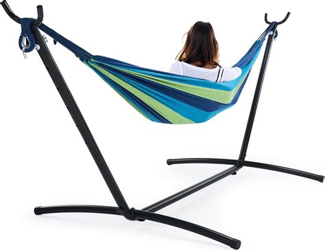 Sweetcrispy Double Hammock With Space Saving Steel Stand Heavy Duty 2 Person