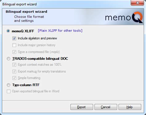 MemoQ S Bilingual Export Formats MemoQ Help Center