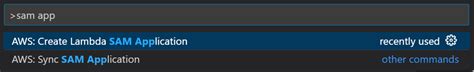 Visual Studio Code AWS Deploy SAM Application Not Appearing In Available Commands Stack