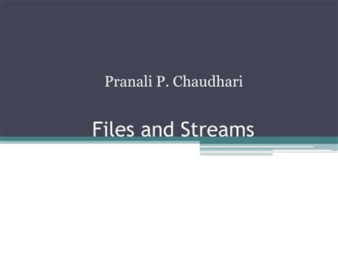 Files And Streams Pdf