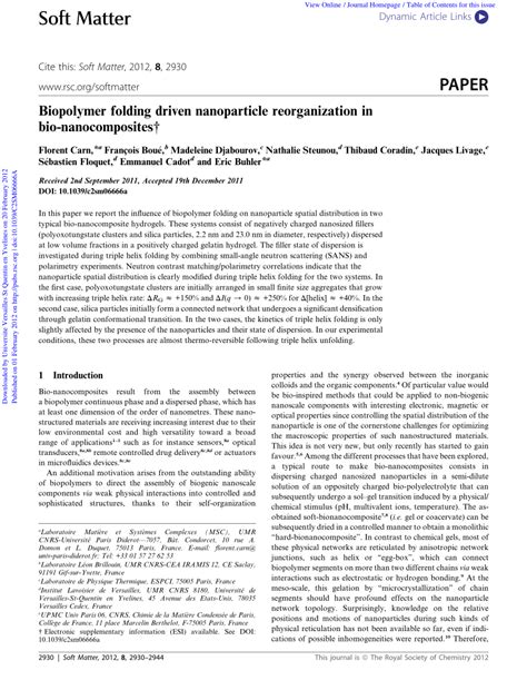Pdf Biopolymer Folding Driven Nanoparticle Reorganization In Bio Nanocomposites