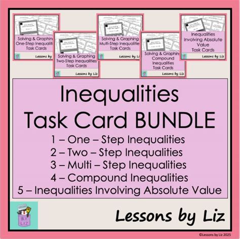 Bundle Inequalities Task Cards By Lessons By Liz Tpt