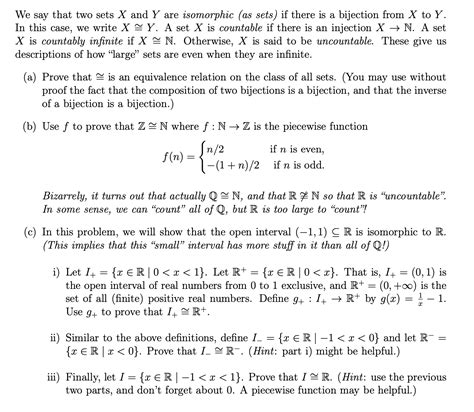 Solved We Say That Two Sets X And Y Are Isomorphic As Sets Chegg Com