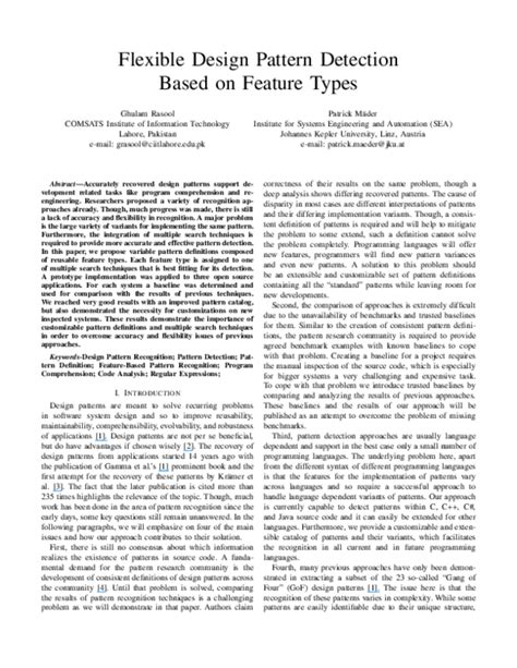 Pdf Flexible Design Pattern Detection Based On Feature Types