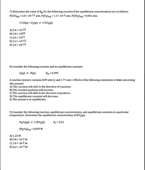 Determine The Value Of Kp For The Following Reacti SolvedLib