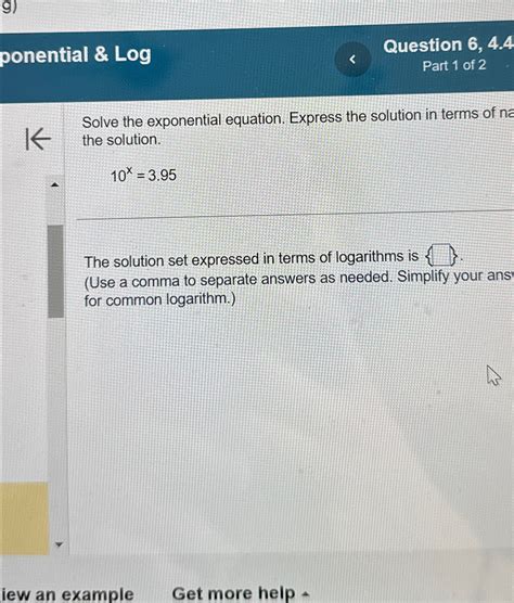 Solved Gponential And Logquestion 6 44part 1 ﻿of 2solve The