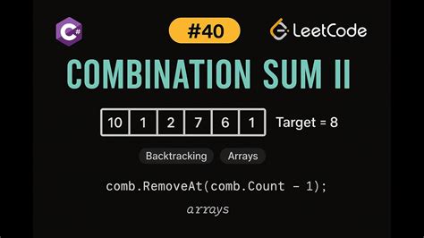Leetcode 40 Combination Sum Ii C Solution Backtracking With Duplicates Youtube