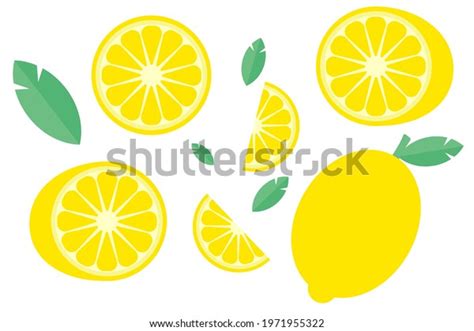 Set Lemons Lemon Cut Lemon Slices Stock Vector Royalty Free