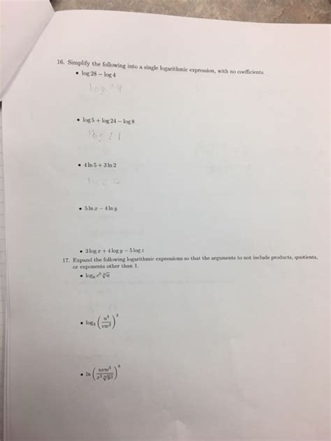 Solved Simplify The Following Into A Single Logarithmic