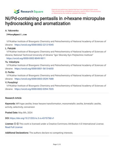 Pdf Nipd Containing Pentasils In N Hexane Micropulse Hydrocracking And Aromatization