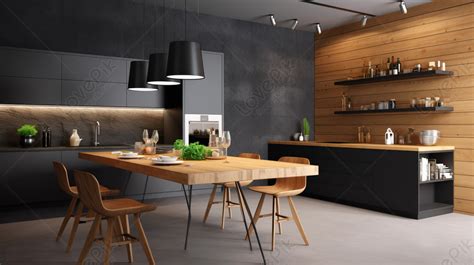 나무 캐비닛과 화강암 조리대가 있는 현대적인 주방 3d 일러스트 배경 부엌 바닥 배경 나무 캐비닛 배경 현대적 배경 이미지 Hd 부엌 바닥 나무 캐비닛 현대적