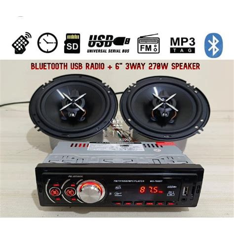Car Stereo Radio Kereta BLUETOOTH USB MP3 SD AUX Remote Control Sepasang 2biji 3 Way
