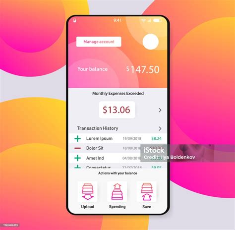 스마트 폰 Widjet 모바일 앱 사용자 인터페이스 금융 돈 계획 응용 프로그램을 종로 Ux Gui 웹 스타일 최소한의 평면 그라데이션 하프톤 종로 벡터 일러스트입니다