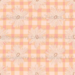 Daisy Gingham Sweet Hand Drawn Daisies On Soft Pink And Golden Yellow