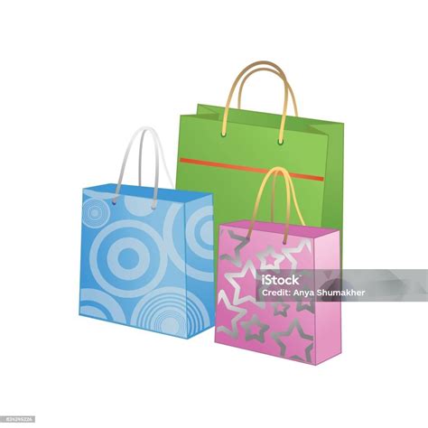 선물 가방 흰색 배경에 고립 된 그림입니다 벡터 일러스트입니다 3가지 개체에 대한 스톡 벡터 아트 및 기타 이미지 3가지 개체 낙서 패턴 녹색 Istock