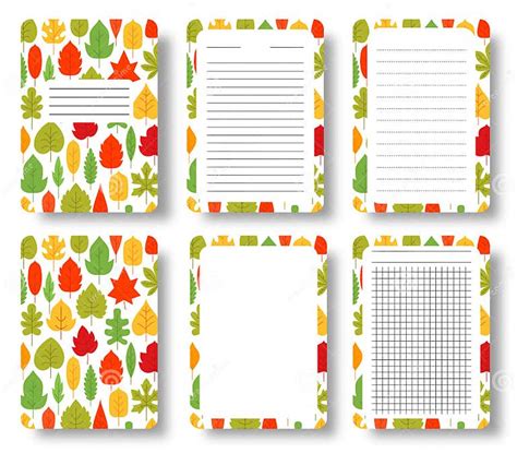 Notepad Cover Line Grid Page Floral Branch Leaf Stock Vector Illustration Of Notice Notepad