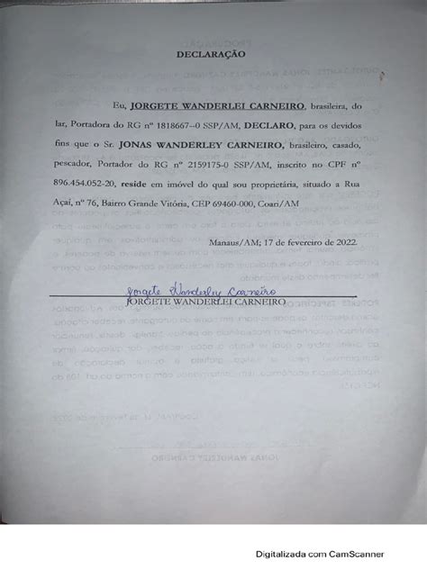 7 Declaração De Moradia Pdf