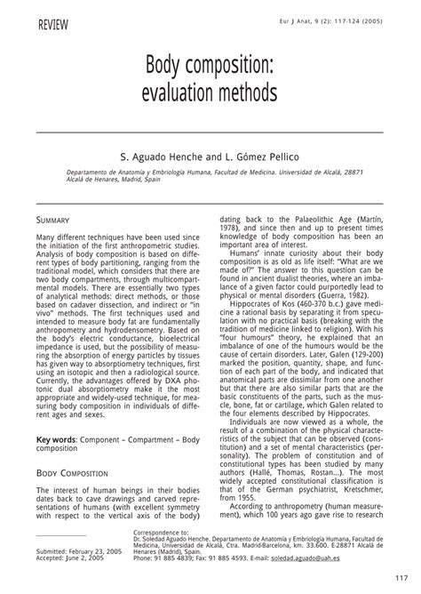 Pdf Body Composition Evaluation Methods