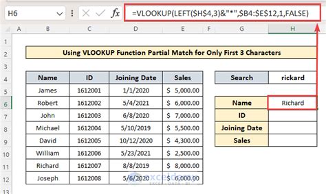 How To Use The Excel Vlookup Function For A Partial Match In A Table Array 3 Examples
