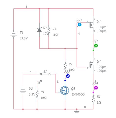 Pmos With Gate Voltage Protection Multisim Live