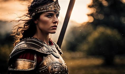 La Chica Romana Lucha Con Un Hermoso Fondo Foto Premium