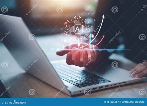 Ai Artificial Intelligence Growing Concept Businessman Hand Typing Keyboard Laptop Notebook