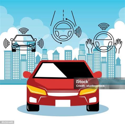 자치 자동차와 무선 통신 시스템 시 배경 벡터 일러스트 레이 션 0명에 대한 스톡 벡터 아트 및 기타 이미지 0명 건설 산업 건축물 Istock