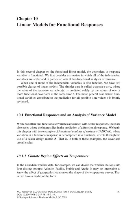 Pdf Linear Models For Functional Responses